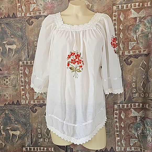 Vintage | Tops | Vintage Traditional Greek Embroidered With Crochet ...